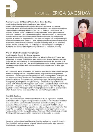Executive Coach Profile Erica Bagshaw 2016 | PDF | Executive Leadership ...