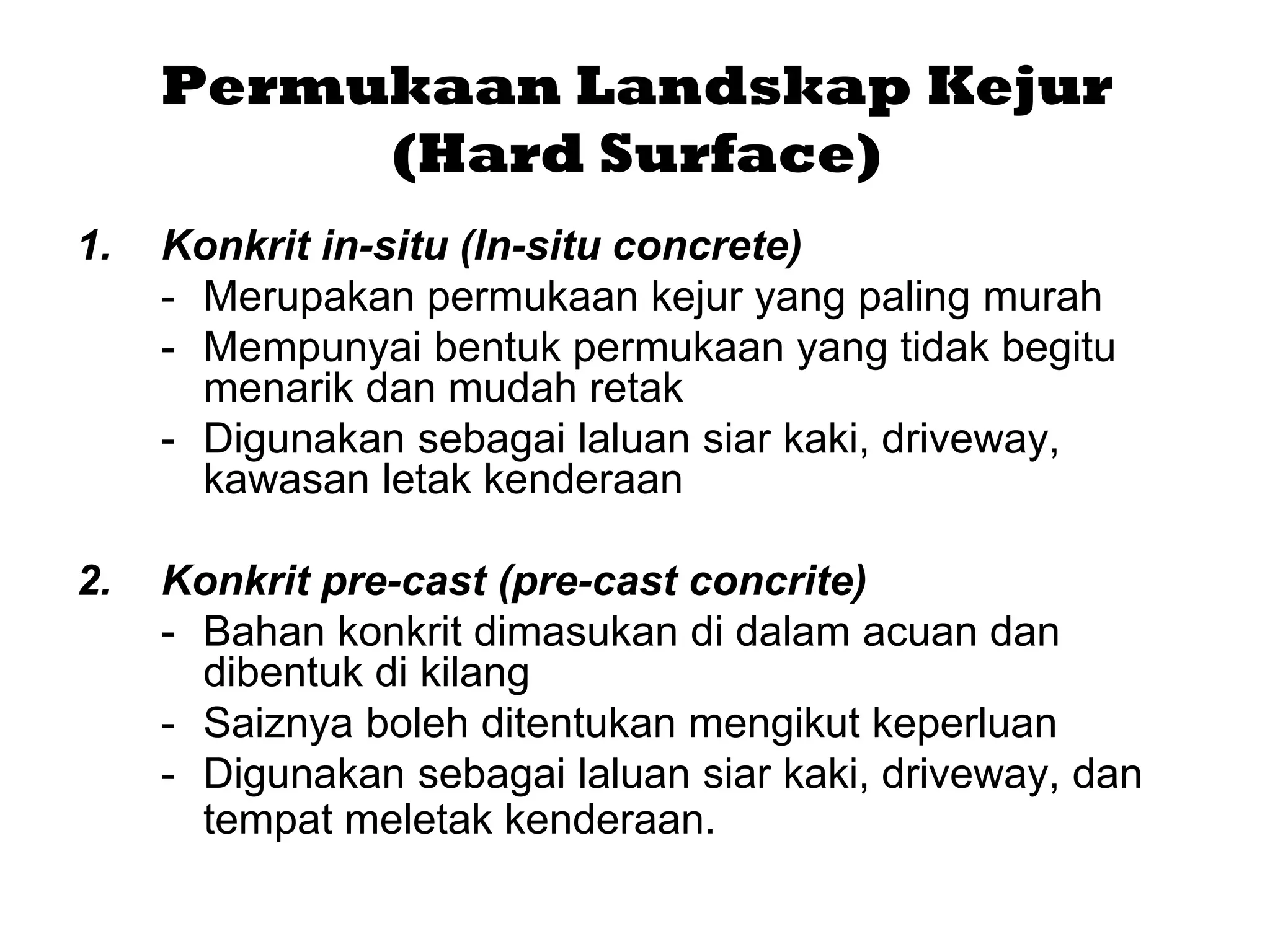 PERLAKSANAAN LANDSKAP KEJUR (HARDSCAPE) | PDF