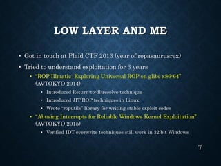 Self Introduction & The Story that I Tried to Make Sayonara ROP Chain in Linux | PPT