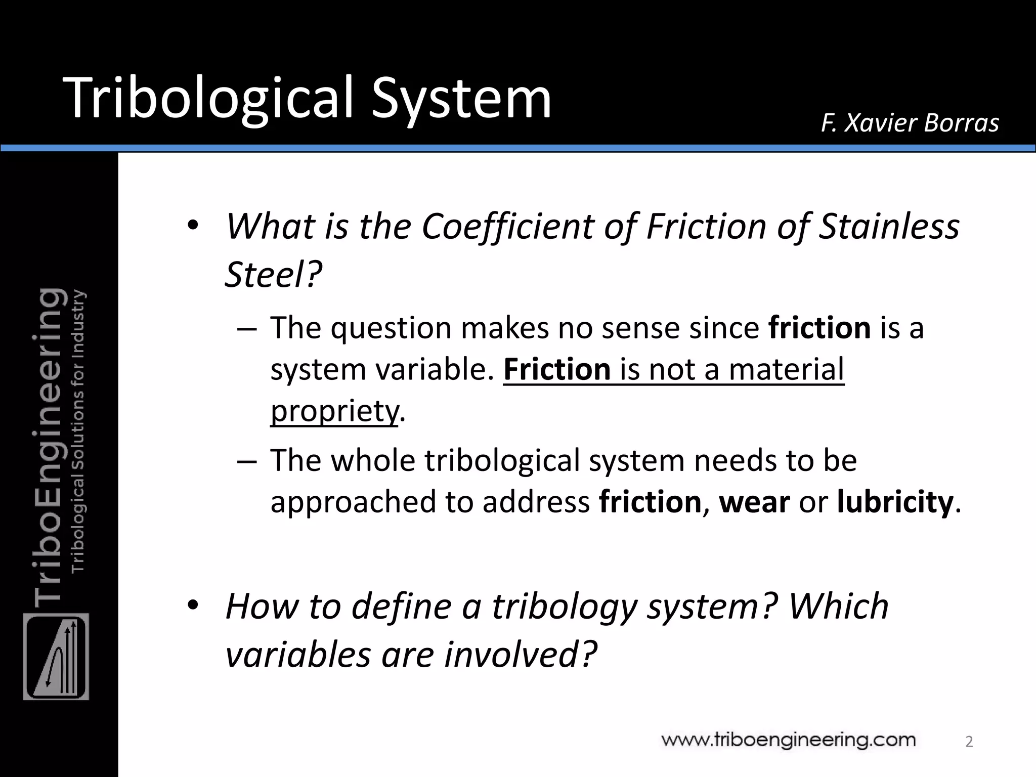 Tribo-Systems Introduction | PDF