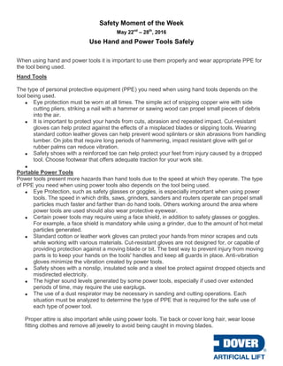 Dover ALS Safety Moment of the Week 22-May-2016 | PDF