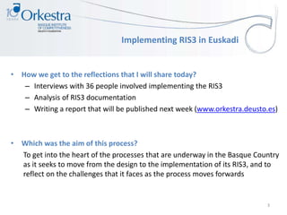 Implementing RIS3: The Case of the Basque Country | PPTX