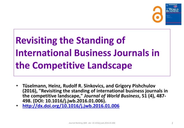 IB Journal Ranking (JWB 2016) | PPT
