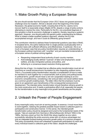 Building a Participative Growth Foundation: Make a European Sense of an ...