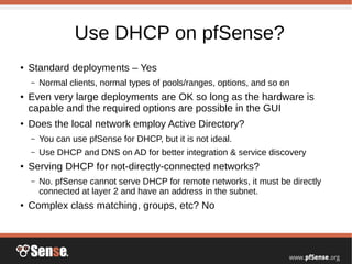 DHCP Server - pfSense Hangout September 2016 | PDF