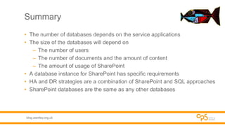 SharePoint Databases: What you need to know (201609) | PPT