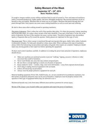 Dover ALS Safety Moment of the Week 19-Sep-2016 | PPT