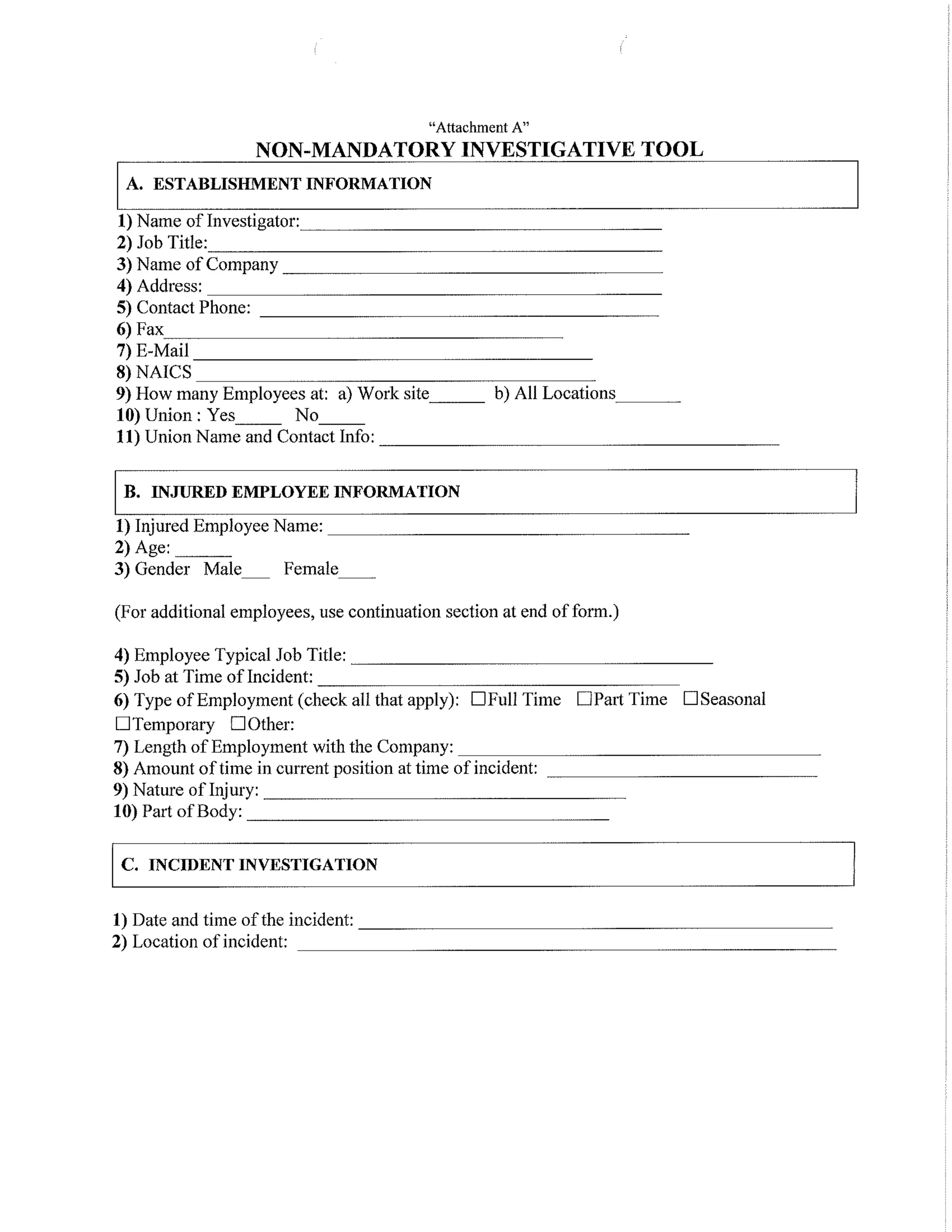 osha non mandatory investigative tool | PDF