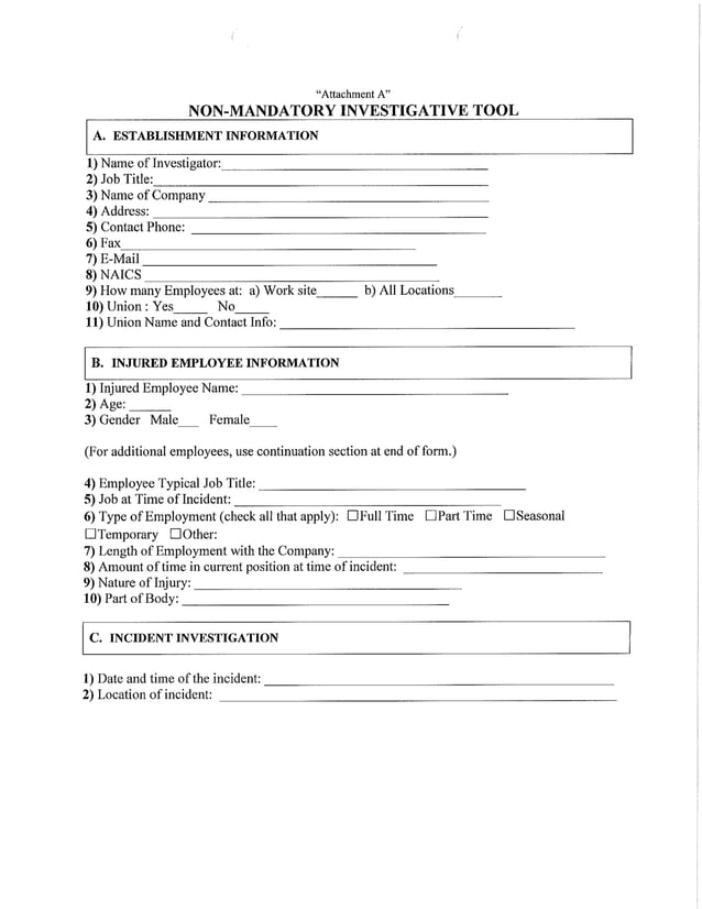 Osha Non Mandatory Investigative Tool Fillable Form - Printable Forms ...