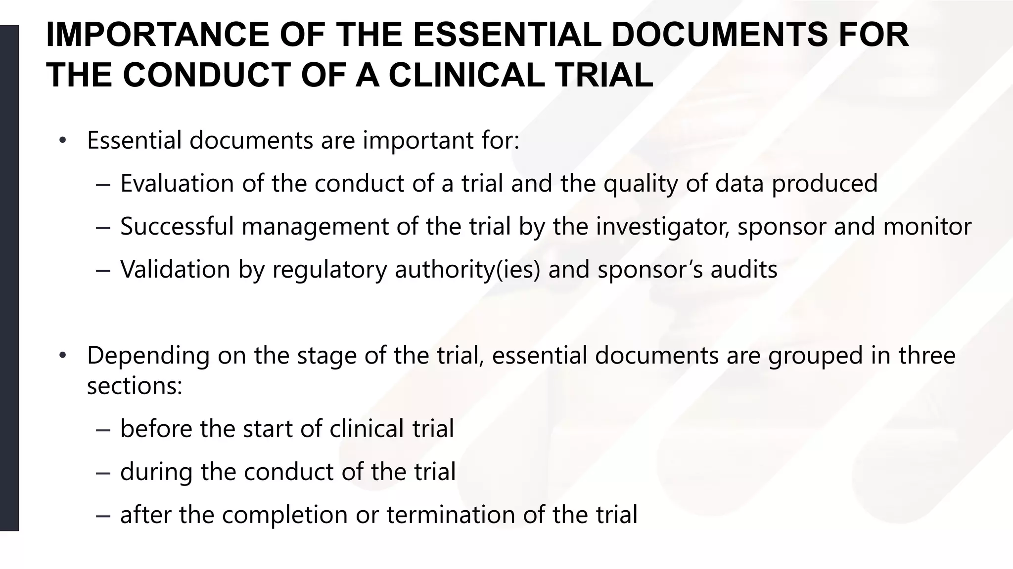 Essential Documents for the Conduct Of a Clinical Trial | PPTX