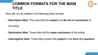 Publication: Title Of The Article | PPTX