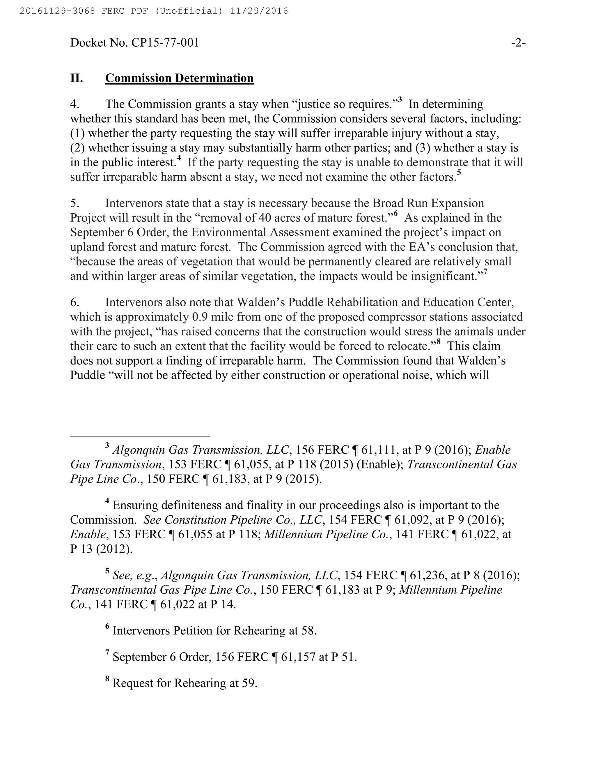 FERC Order Denying Stay of Kinder Morgan's Broad Run Expansion Project | PDF