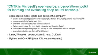 [html5jロボット部 第7回勉強会] Microsoft Cognitive Toolkit (CNTK) Overview | PDF | Computing | Technology ...