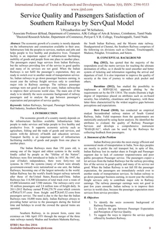 Service Quality and Passengers Satisfaction of Southern Railways by ...