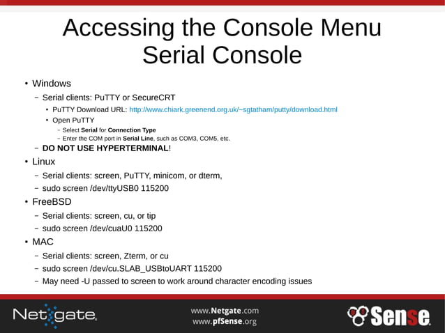 Console Menu - pfSense Hangout December 2016