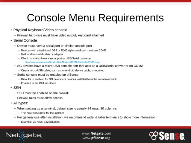 Console Menu - pfSense Hangout December 2016