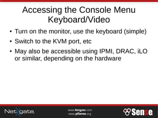 Console Menu - pfSense Hangout December 2016 | PPT