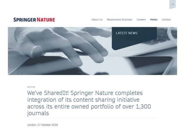SpringerNature and its sharing strategy on ReadCube | PPT