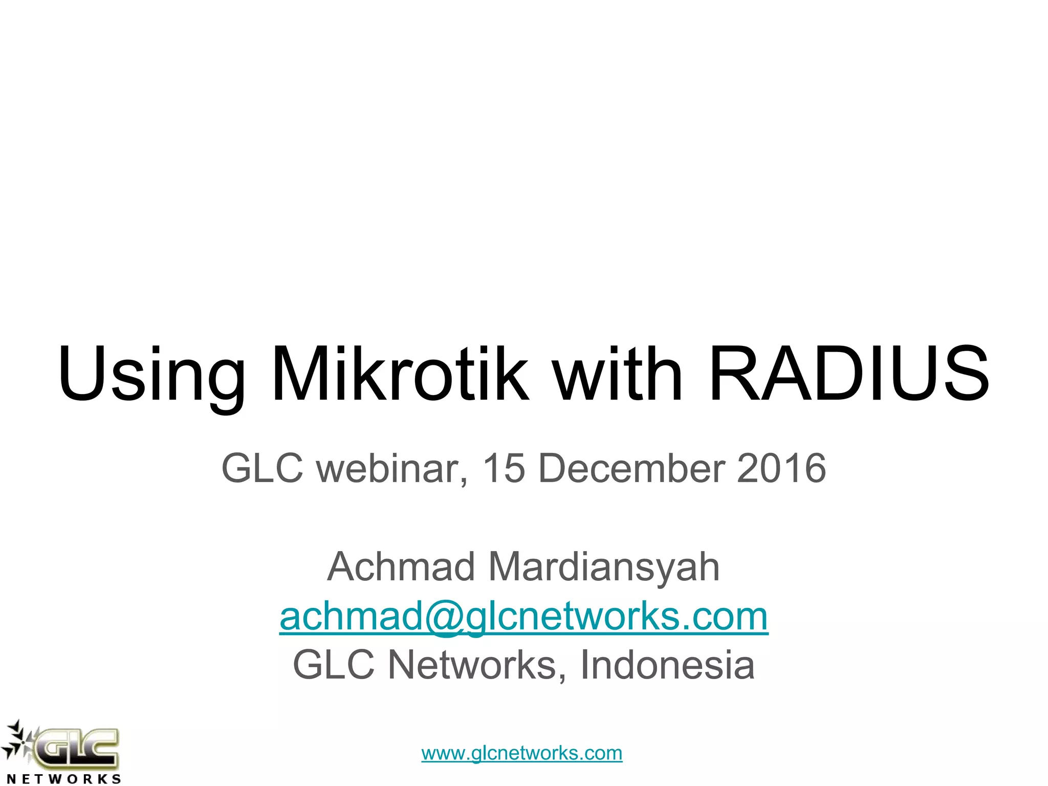 Using Mikrotik With Radius Pdf Computer Networking Computing