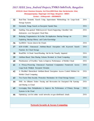 2016 and 2017 IEEE For CSE and CS @ TMKS Infotech | PDF