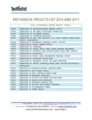 2016 and 2017 latest mechanical project list | PDF