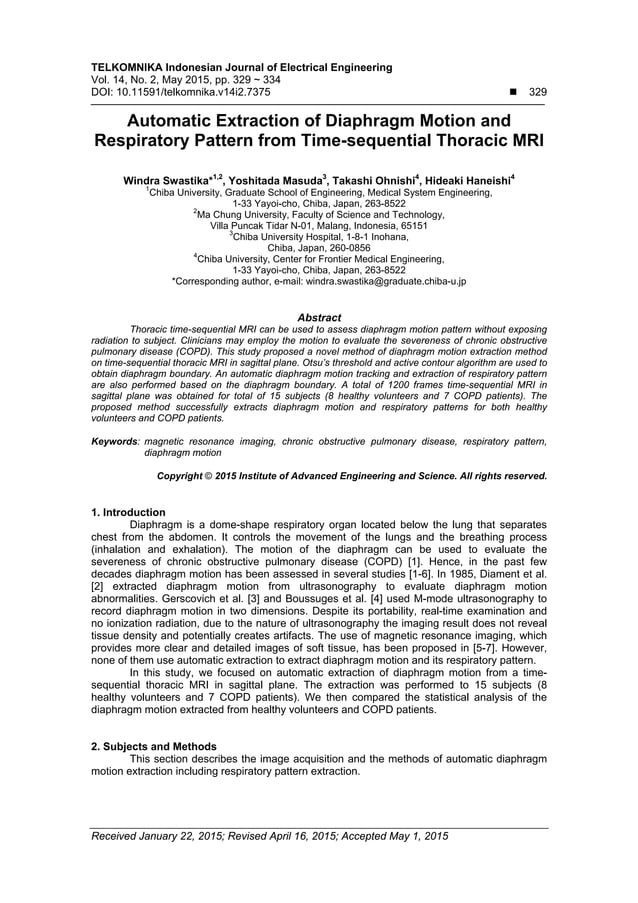 Automatic Extraction of Diaphragm Motion and Respiratory Pattern from Time-sequential Thoracic ...