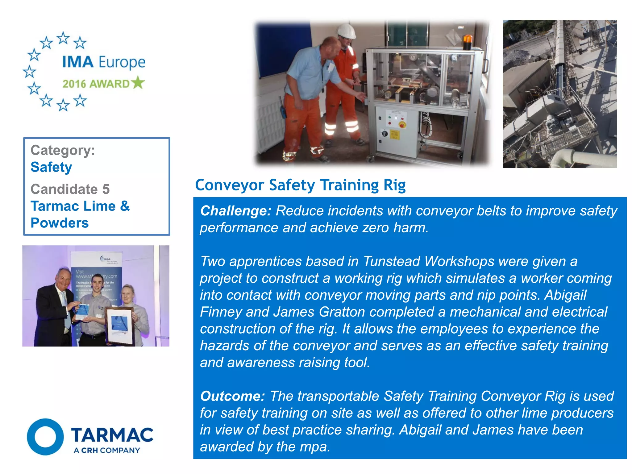 IMA Europe 2016 award applications - SAFETY | PDF