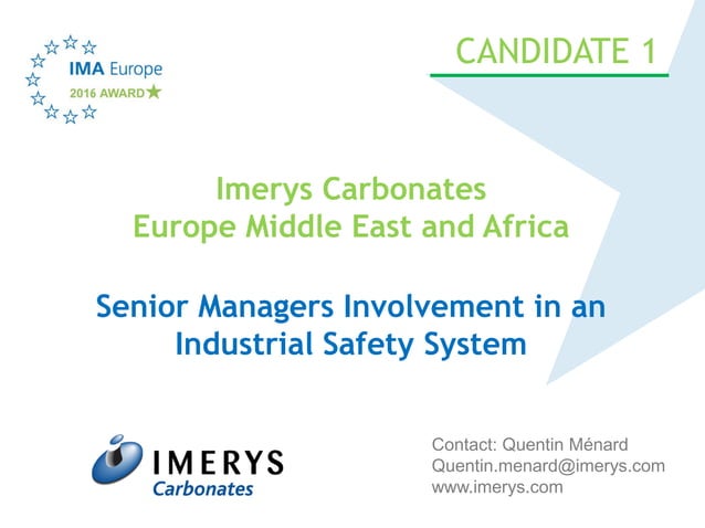 IMA Europe 2016 award applications - SAFETY | PDF