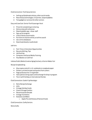 Building Great Programs for Seniors Outline | DOCX | Needlework | Arts ...