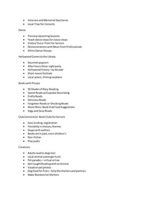 Building Great Programs for Seniors Outline | DOCX | Needlework | Arts ...