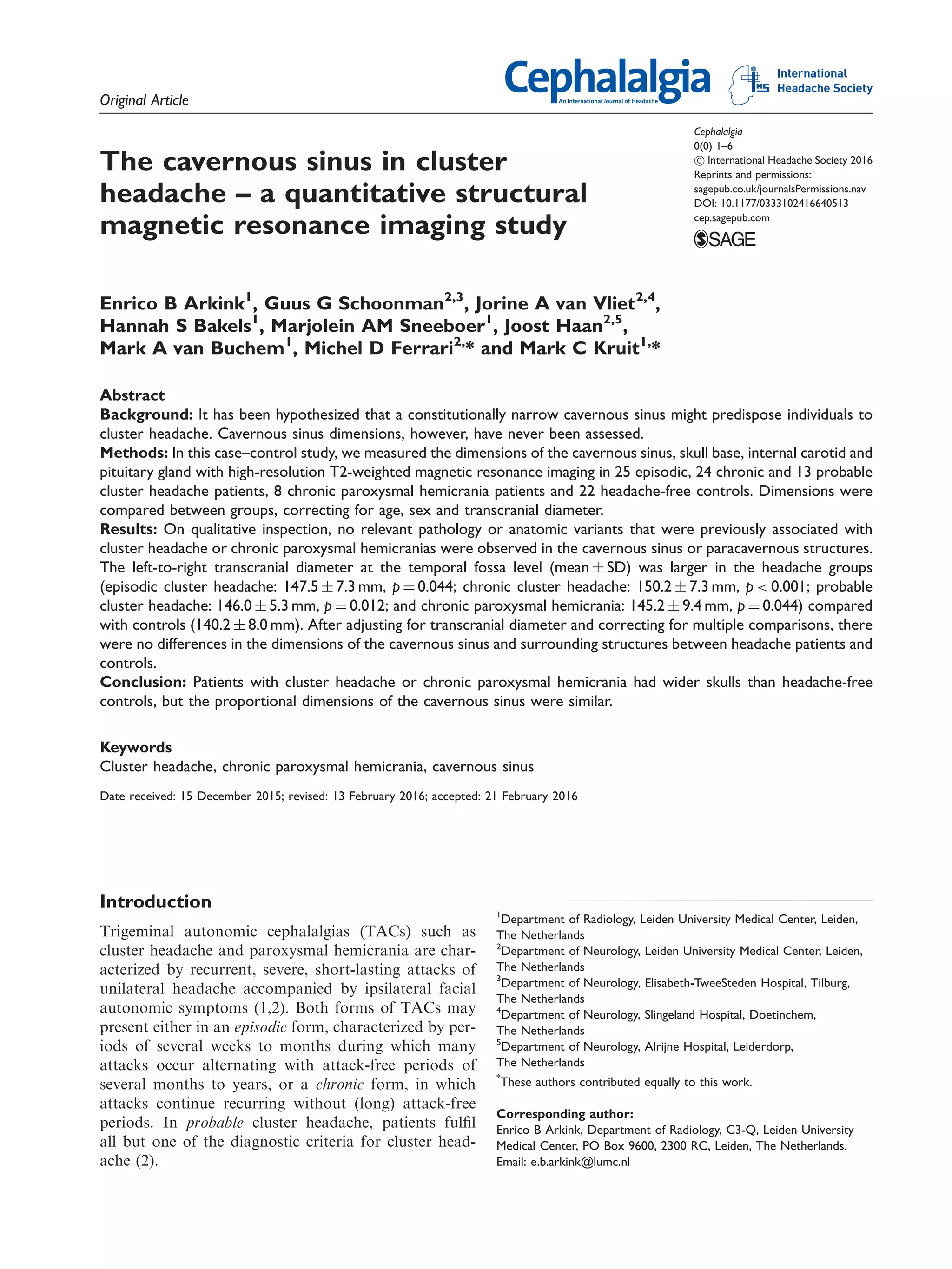 Cavernous sinus and cluster headache | PDF