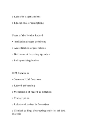 © 2016Chapter 3 Health Information Functions, Purpose, .docx