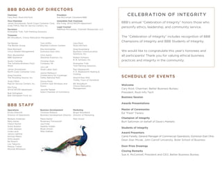 2016 Celebration of Integrity Program | PDF