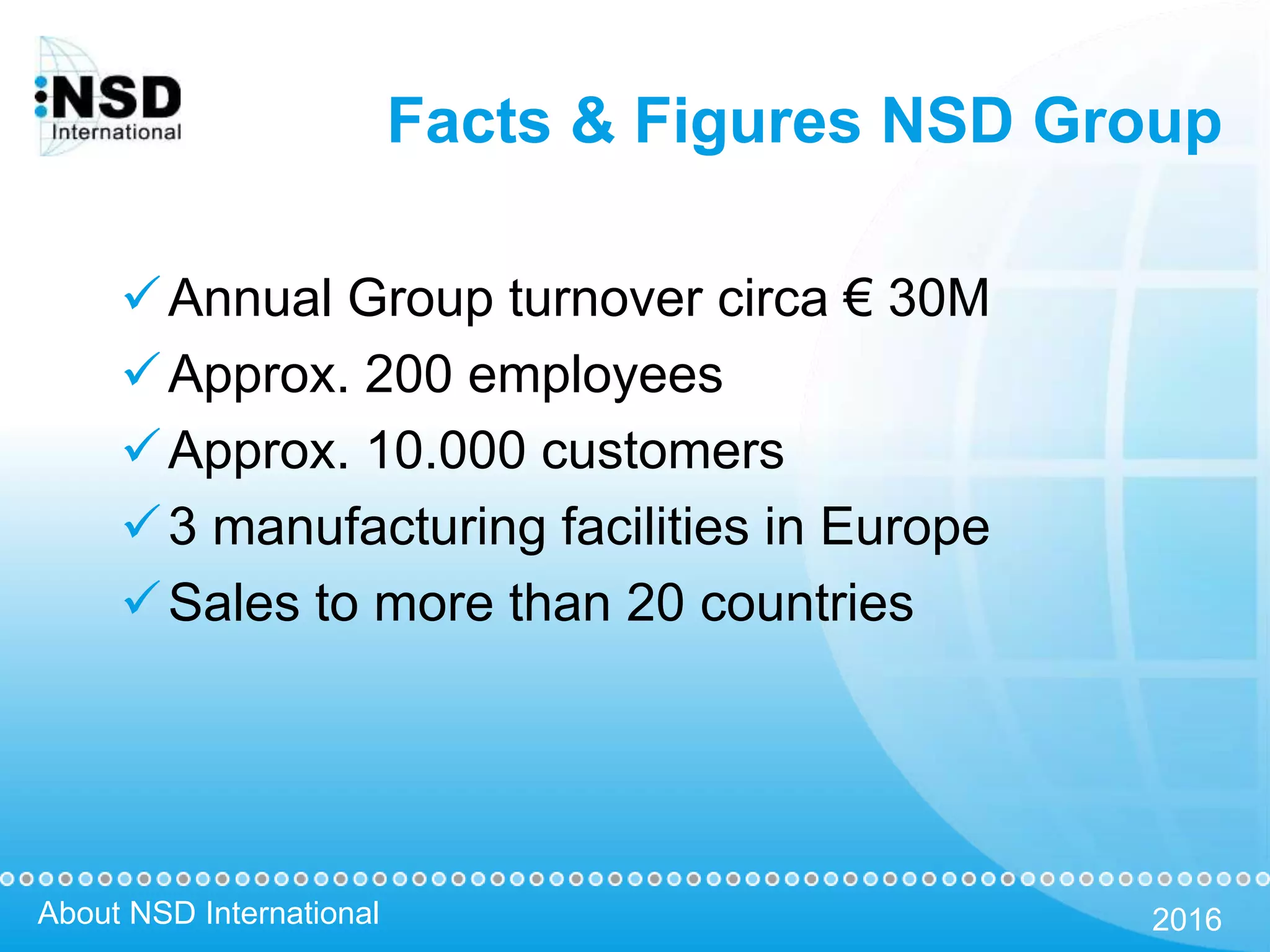 NSD International 2016 company presentation | PPTX | Europe Travel | Travel Locations