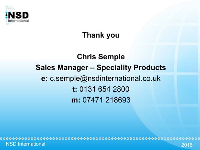 NSD International 2016 company presentation | PPT