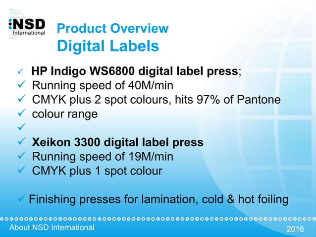 NSD International 2016 company presentation | PPT