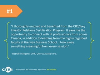 2016 CIR/Ivey IR Certification Program | PPT