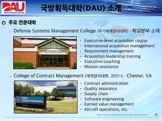 미 국방획득대학(Defense acquisition university) 기본과정 교육내용 | PDF