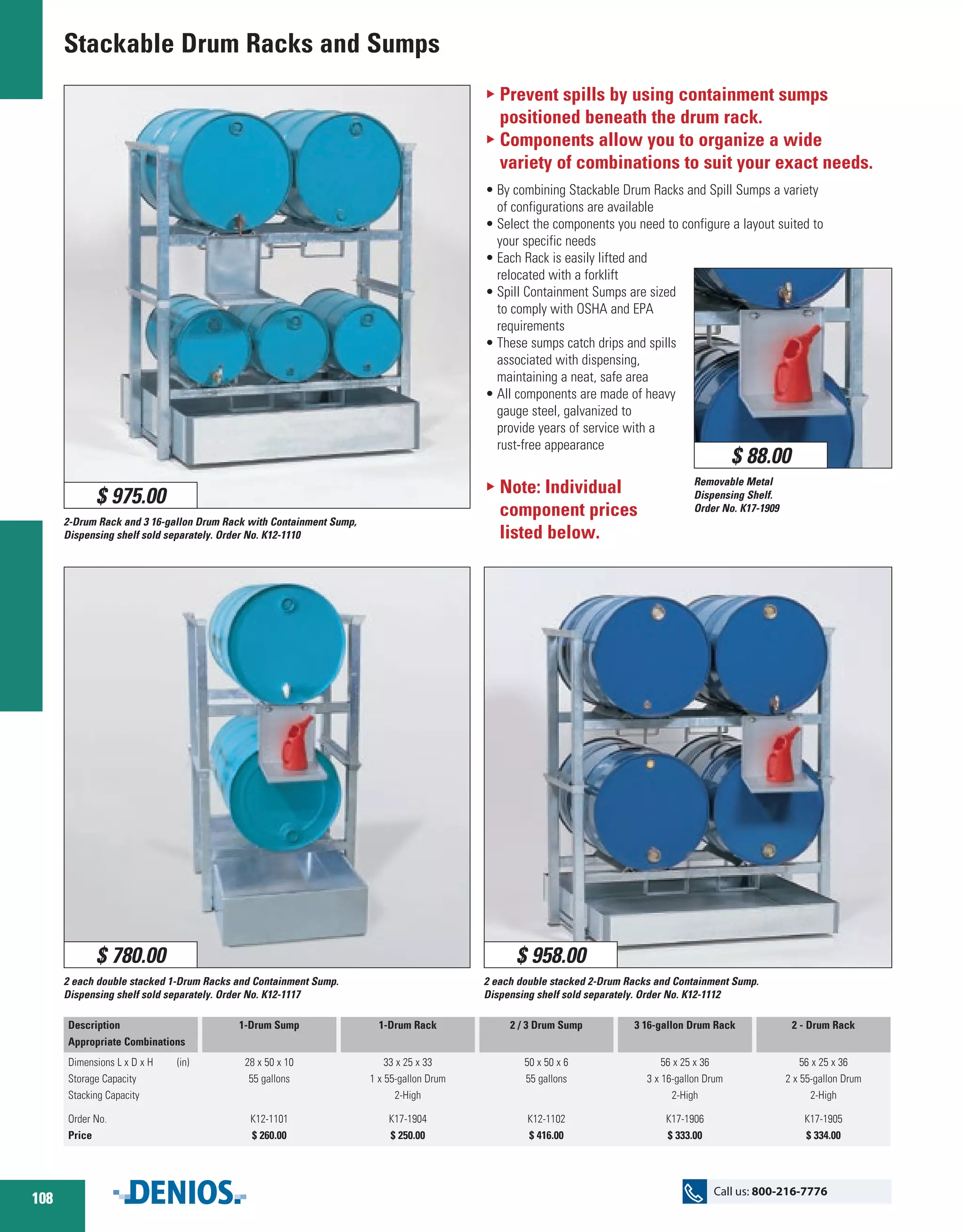 Drum Racks w/Spill Sumps - DENIOS US | PDF