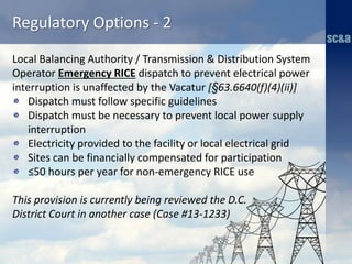 Emergency RICE: Emergency Demand Response Options | PPT