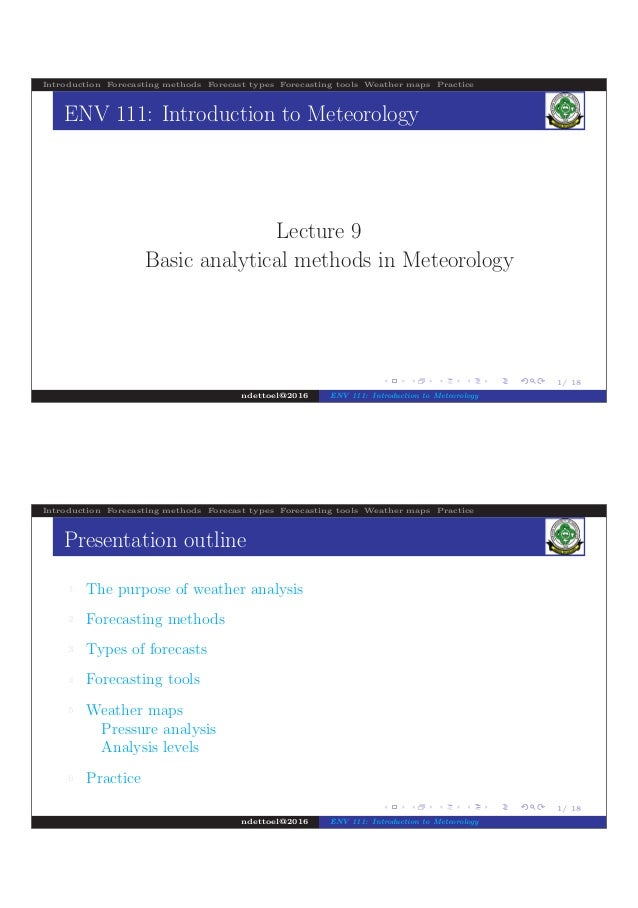 Basic Analytical Methods In Meteorology
