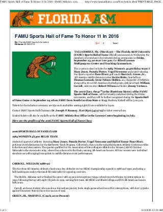 2016 FAMU SPORTS HALL OF FAME INDUCTEES (Vogel Newsome) | PDF