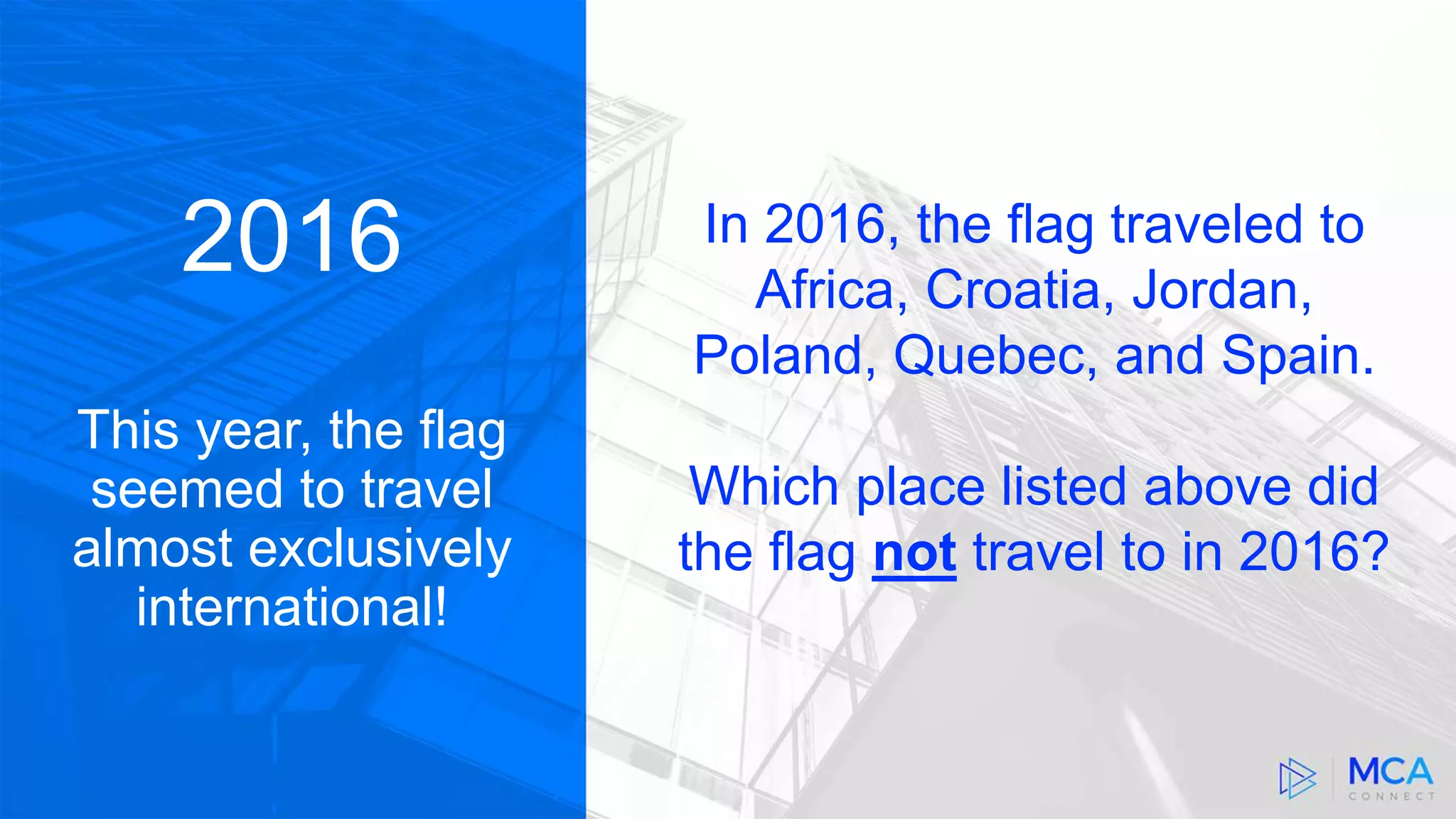 The MCA Connect Flag: taking it international | PPTX