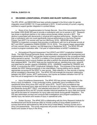 Annual Assessment of Longitudinal Studies and Injury Surveillance for ...