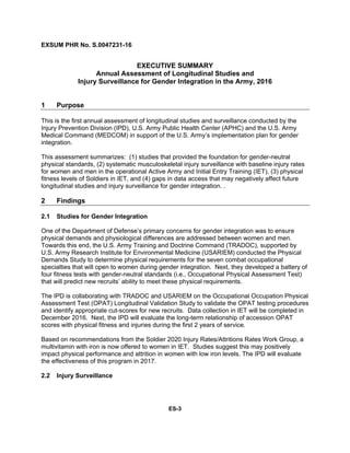 Annual Assessment of Longitudinal Studies and Injury Surveillance for ...
