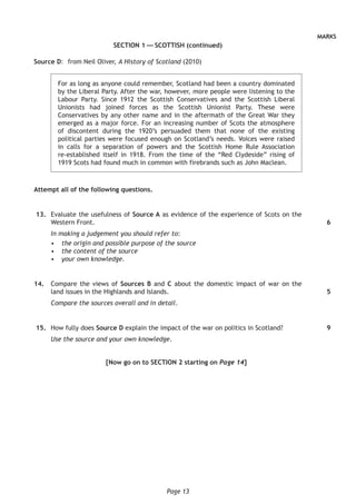 2016 higher history exam | PDF