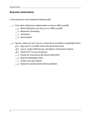 Lab Exercise: IBM Blockchain runs also on LinuxONE, see it in action! | PDF