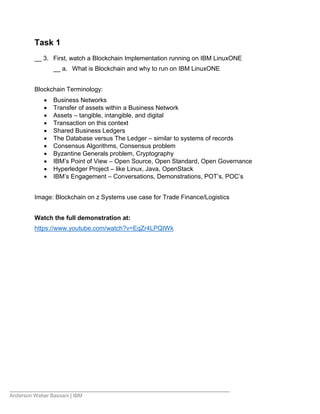 Lab Exercise: IBM Blockchain runs also on LinuxONE, see it in action! | PDF