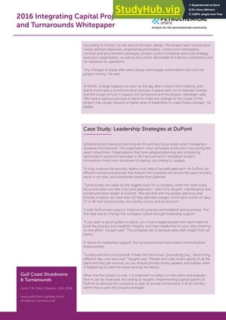 2016 Integrating Capital Projects And Turnarounds Whitepaper | PDF