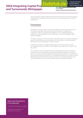 2016 Integrating Capital Projects And Turnarounds Whitepaper | PDF